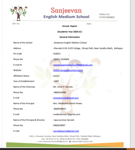 Annual Report – Sanjeevan English Medium School
